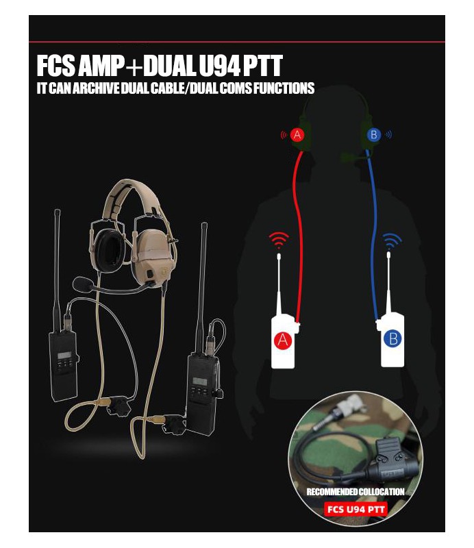 DUAL com connector cable Color Black